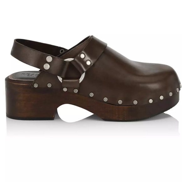 Re/Done | Shoes | Redone 7s Studded Leather Slingback Clogs In Brown Sz ...